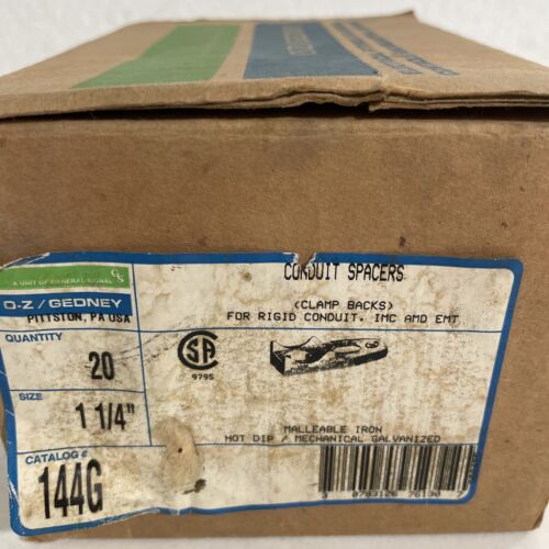 BOX OF 20 NEW O-Z/GEDNEY 144G CONDUIT SPACERS 1 1/4" - J&J Industrial Supply, LLC
