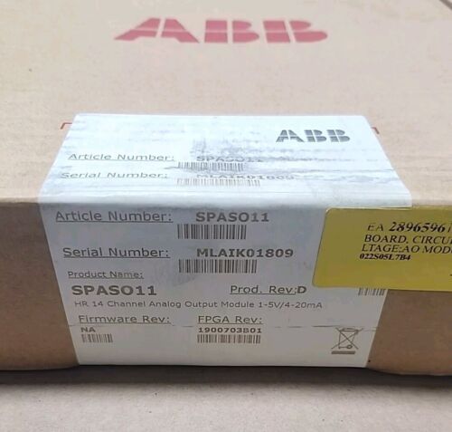 *FACTORY SEAL* ABB SPASO11 14Ch Analog Output Slave Module 1-5V/4-20mA +Warranty - J&J ...