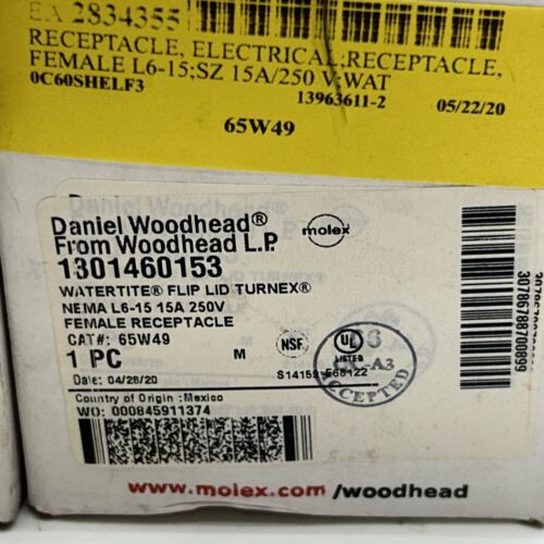 (2) New Daniel Woodhead 1301460153 Watertite Female Receptacle 15A ...
